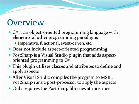 PPT PostSharp Aspect Oriented Programming In C PowerPoint Presentation ID