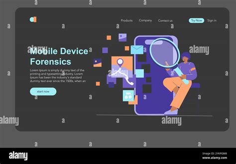 Mobile Device Forensics Concept An Expert Analyzes Smartphone Data With A Magnifying Glass Amid