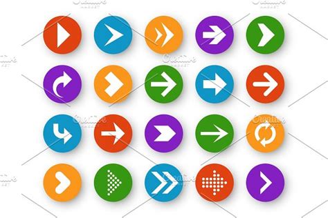 arrow icons arrows set up pointer pre designed vector graphics