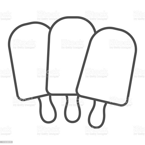 스틱 얇은 라인 아이콘에 세 초콜릿 아이스크림 아이스크림 개념 흰색 배경에 초콜릿 벡터 기호 모바일 개념과 웹 디자인을위한 세