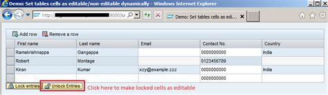 How To Make Table Cells As Editable Non Editable Sap Community