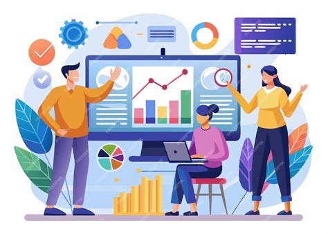 Team Collaboration And Data Analysis In A Business Meeting Vector Illustration Premium Ai