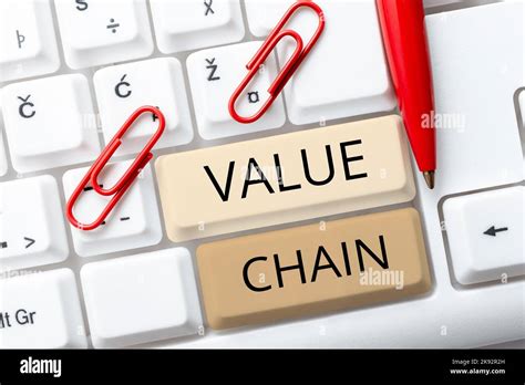 Writing Displaying Text Value Chain Internet Concept Set Of Functional