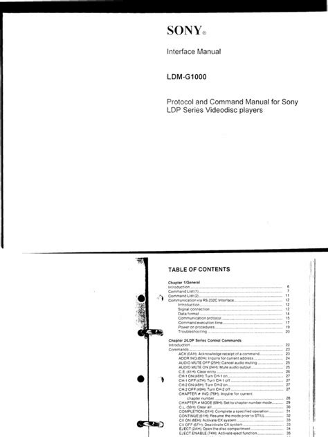 Sony Ldm G1000 Protocol And Command Manual For Sony Ldp Series Videodisc Players Pdf