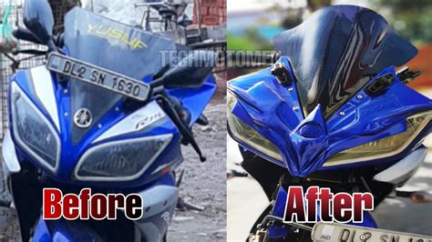 Engle Mask And Bubble Visor Installed In Yamaha R15 V2 V1 R15 Modification R15 Youtube