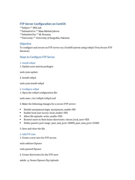 Ftp Server Configuration Centos Pdf
