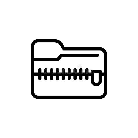 Zip Folder Icon Outline Set Collection Or Pack Stock Illustration Illustration Of Compressed