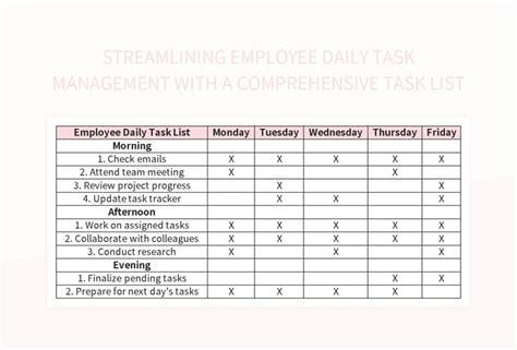 Streamlining Employee Daily Task Management With A Comprehensive Task List Excel Template And