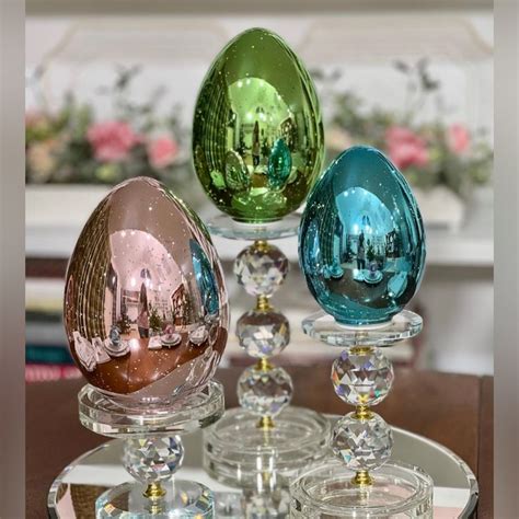 Set Of 3 Illuminated Multi Colored Mercury Glass Eggs Spring Easter