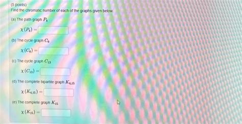 Solved Points Find The Chromatic Number Of Each Of The Chegg