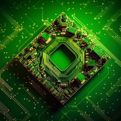 회로 기판 기술 혁신에 대한 녹색 기술 녹색 재활용 기호의 개념 환경 녹색 기술 컴퓨터 칩녹색 컴퓨팅 녹색 기술 생성 Ai 프리미엄 사진