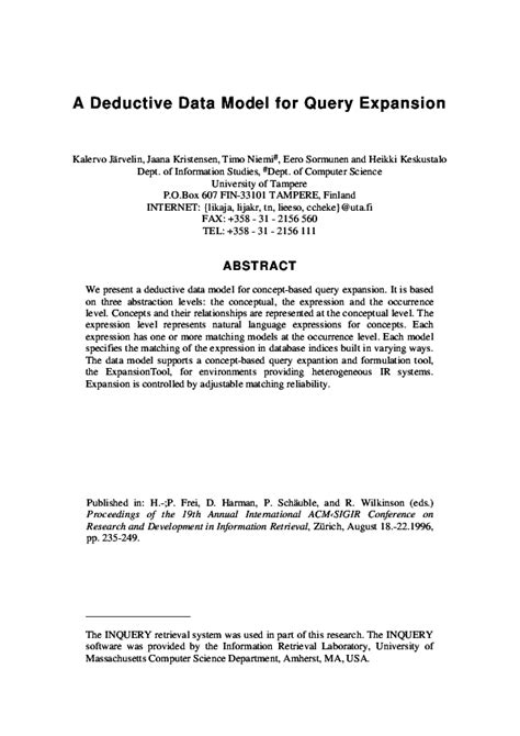Pdf A Deductive Data Model For Query Expansion