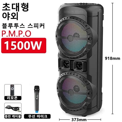 125w 초대형 야외 블루투스 스피커 12인치 더블 혼 고출력 서브우퍼 휴대용 무선 칼럼 베이스 사운드 음악 센터 Tv 휴대