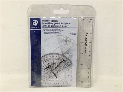 Lot Of 23 Staedtler 4 Piece Math Set Ruler Protractor And 2 Triangles Dutch Goat