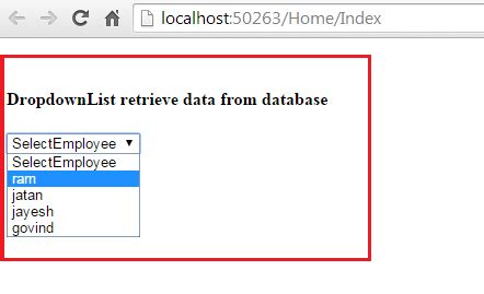 Dropdownlist Control In MVC Using HTML Helpers