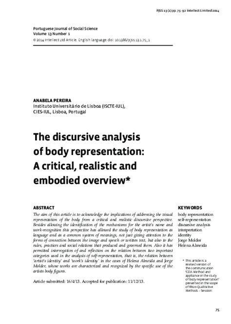 Pdf The Discursive Analysis Of Body Representation A Critical