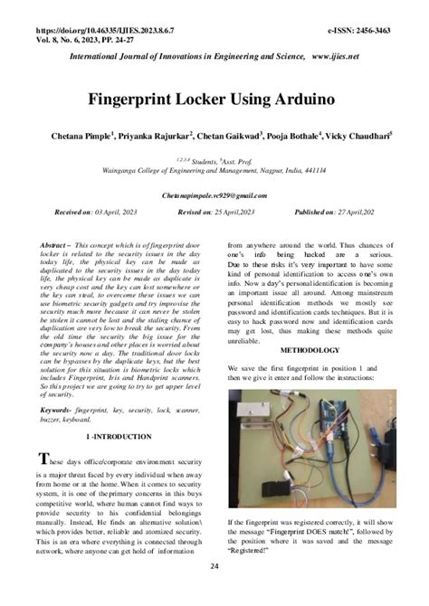 Pdf Fingerprint Locker Using Arduino