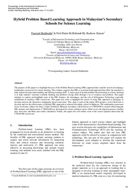 Pdf Hybrid Problem Based Learning Approach In Malaysians Secondary