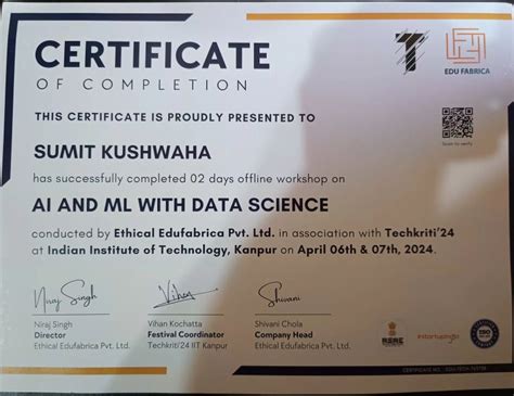 Sumit Kushwaha On Linkedin Python Al Ml Datascience Edufabrica Iitkanpur Techkriti