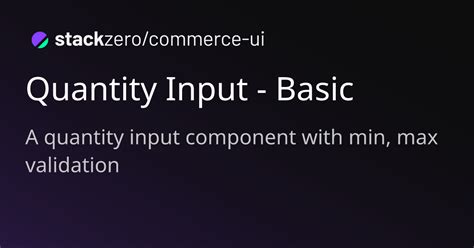 Quantity Input Basic