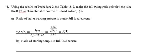 Solved How Do I Calculate The Ratio Of Starting Torque To Chegg Com