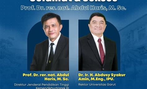 Selamat Dan Sukses Atas Dilantiknya Prof Abdul Haris Sebagai Direktur Jenderal Pendidikan