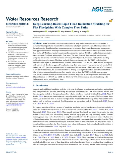 Pdf Deep Learning‐based Rapid Flood Inundation Modeling For Flat Floodplains With Complex Flow