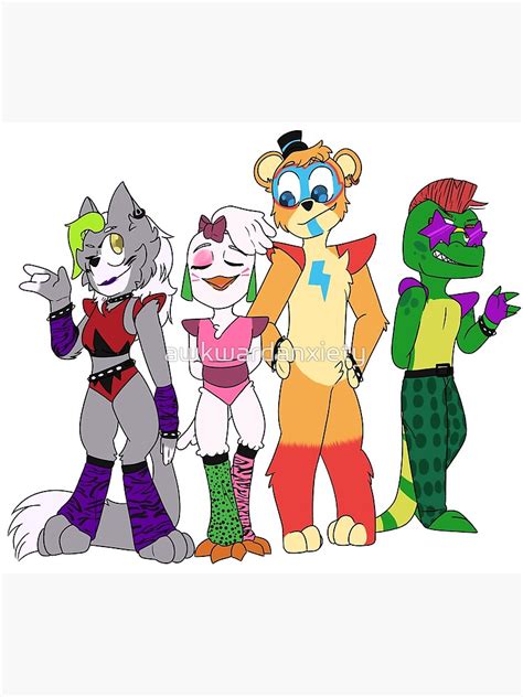 Roxy Chica Freddy And Monty No Background Poster For Sale By Awkwardanxiety Redbubble