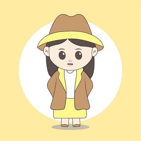 소녀를위한 귀여운 캐릭터 작업자 프리미엄 벡터