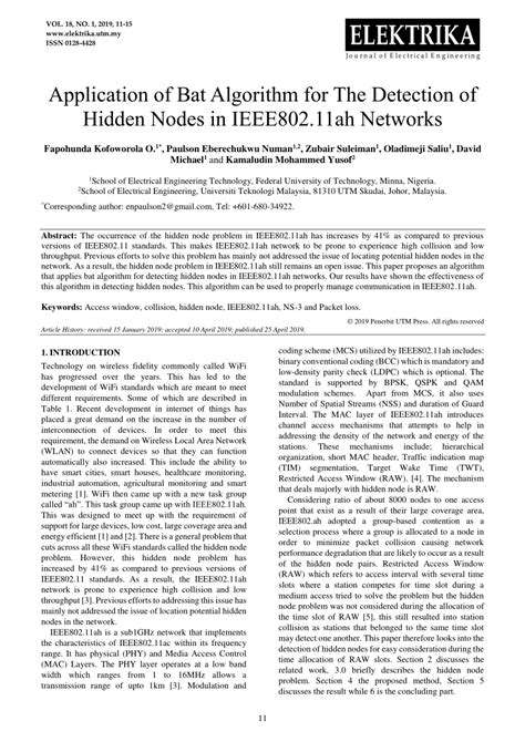 PDF Application Of Bat Algorithm For The Detection Of Hidden Nodes In IEEE Ah Networks