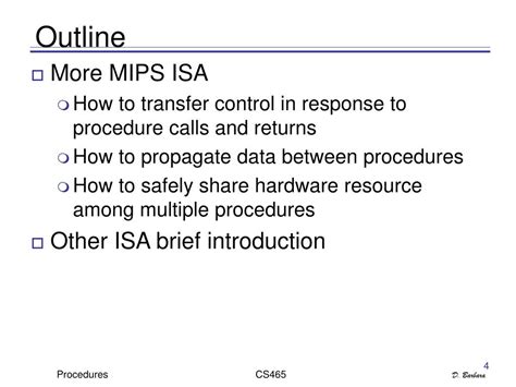 PPT MIPS ISA Procedure Calls PowerPoint Presentation Free Download ID