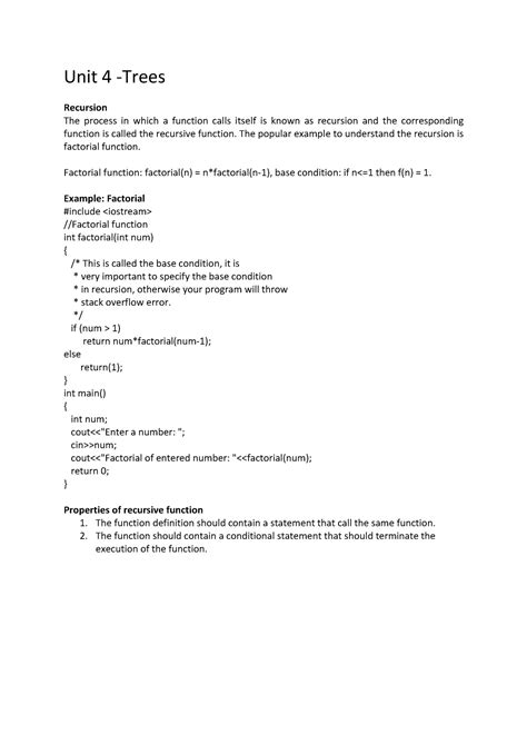 Ds Mod 4 Data Structer Using C Part 4 Unit 4 Trees Recursion The