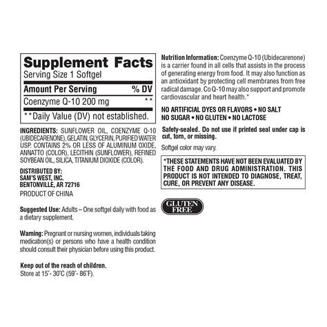 usa member s mark co q 10 200mg dietary supplement 150 ct