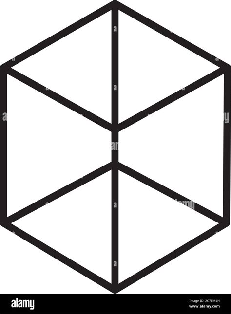 Geometric Cube Shape Icon Over White Background Line Style Vector
