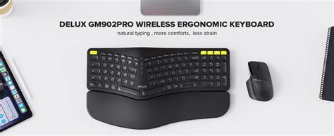 Delux Wireless Ergonomic Split Keyboard With Backlit And Palm Rest For Natural Typing And Reduce