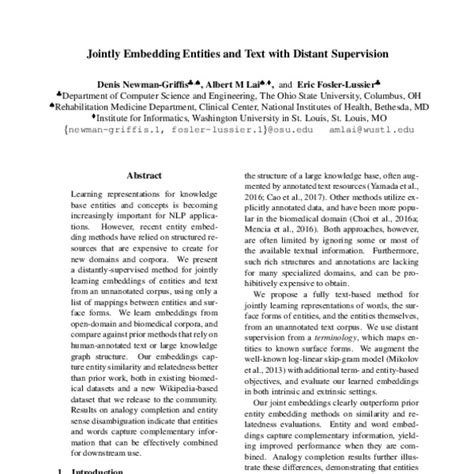 Jointly Embedding Entities And Text With Distant Supervision Acl Anthology