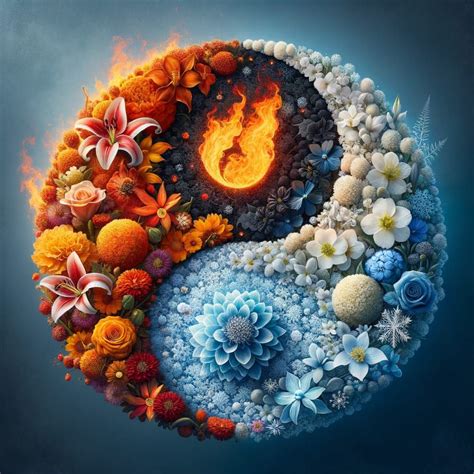Magical Illustrations Elemental Ying And Yang Flowers 03 Ai Generated