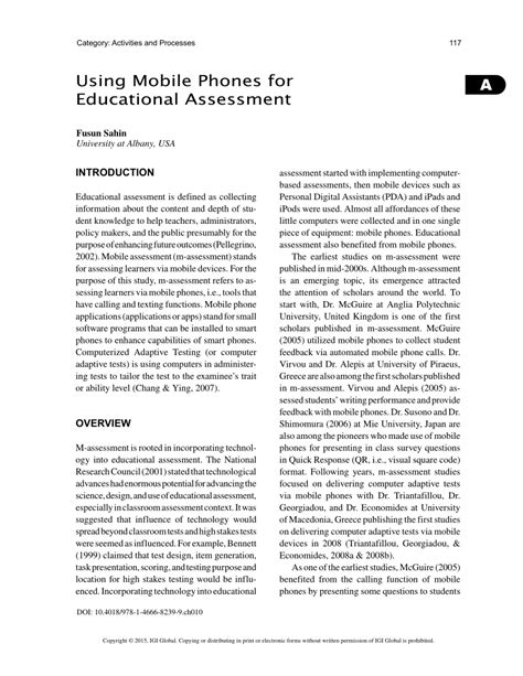 Pdf Using Mobile Phones For Educational Assessment