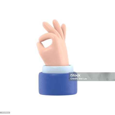 만화 제스처 아이콘 모형만화 캐릭터 사업가 손 모듬 제스처 알았어 흰색 배경에 3d 렌더링 3차원 형태에 대한 스톡 사진 및 기타 이미지 Istock