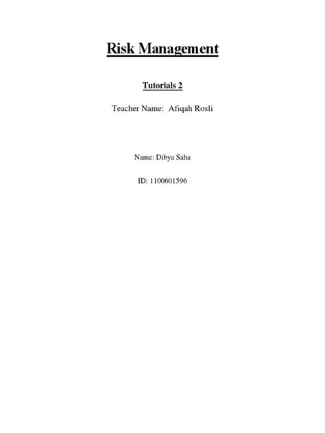 Risk Management Tutorial 2 0 Pdf Risk Risk Management