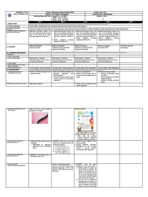 Q1m10dll Arithmetic Series And Problems Pdf Summation Arithmetic