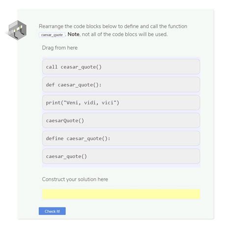 solved rearrange the code blocks below to define and call