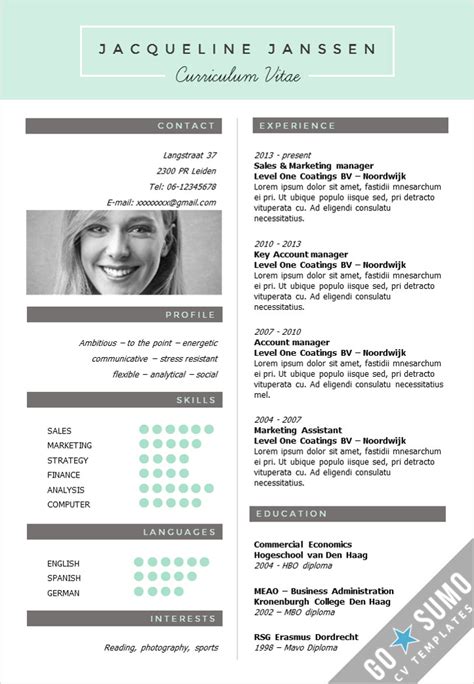 CV Template New York Go Sumo CV Templates
