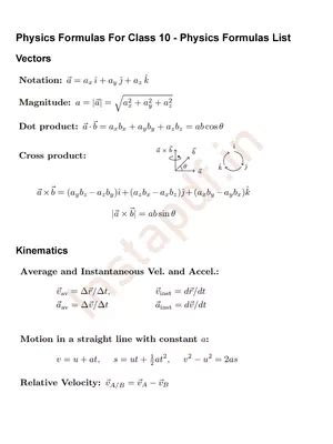 Class Physics All Formulas PDF InstaPDF