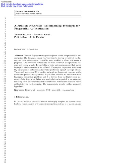 Pdf A Multiple Reversible Watermarking Technique For Fingerprint Authentication