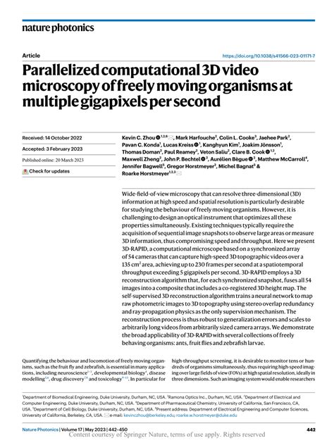 Parallelized Computational 3d Video Microscopy Of Freely Moving Organisms At Multiple Gigapixels