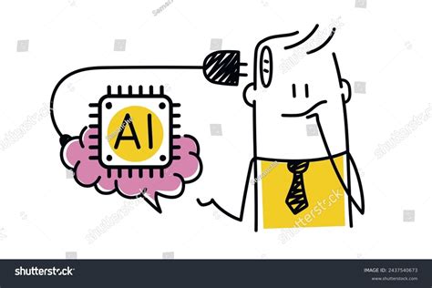 Stick Figure Man Using Artificial Intelligence 库存矢量图（免版税）2437540673