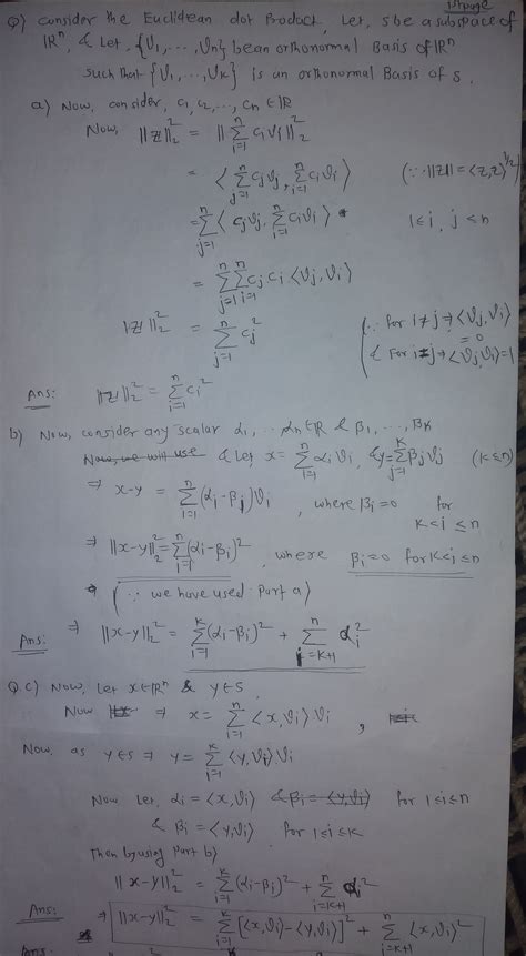 Solved Thank You Problem Points Consider The Euclidean Dot Course Hero