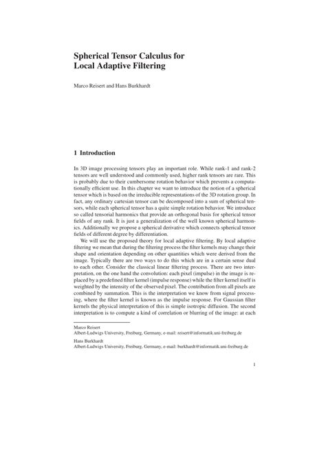 Pdf Spherical Tensor Calculus For Local Adaptive Filtering