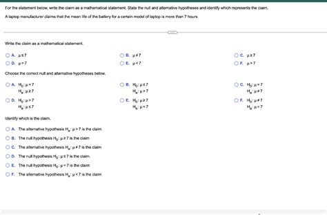 Solved For The Statement Below Write The Claim As A Chegg